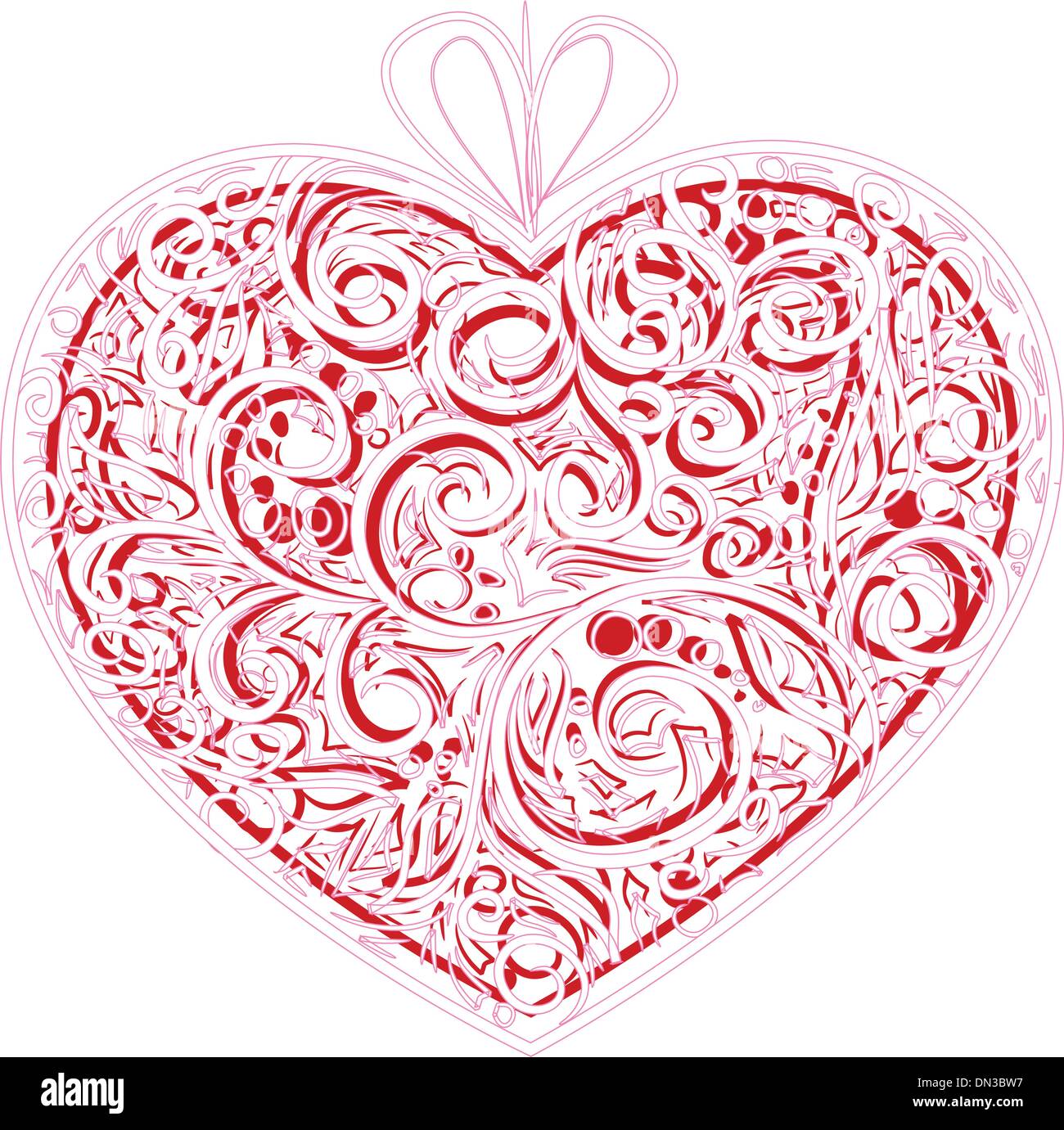 Red heart on greeting Stock Vector Images - Alamy