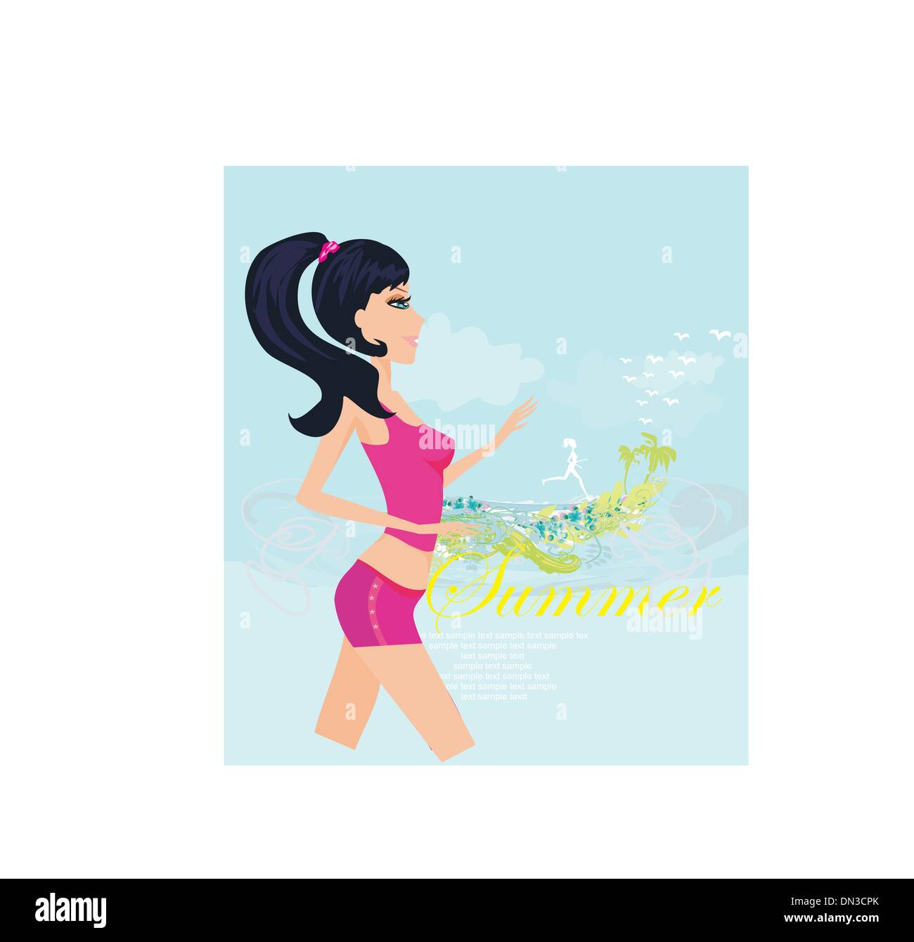 Jogging girl in summer poster Stock Vector Image & Art - Alamy