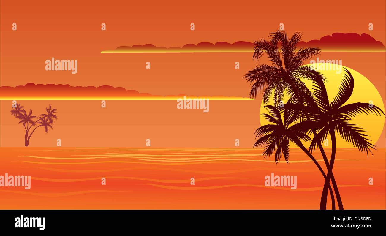 Sunset on south water Stock Vector Images - Alamy