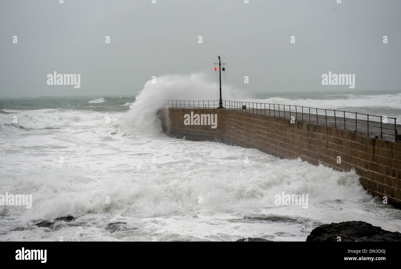 Stormy sea conditions at Porthleven, Cornwall. Bob Sharples/Alamy Stock ...