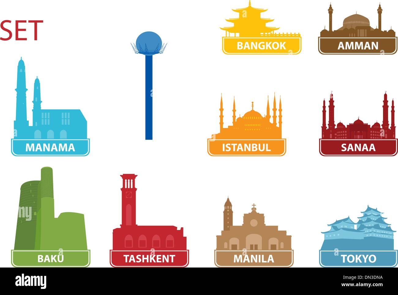 Capitals of Asia Stock Vector Image & Art - Alamy