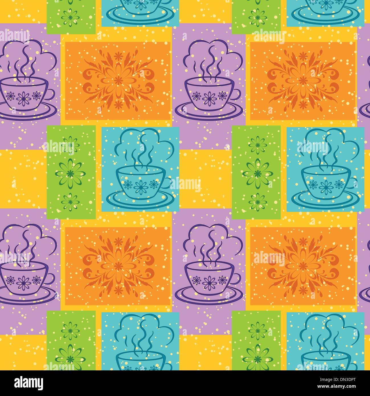 Seamless background, cups and floral pattern Stock Vector Image & Art ...