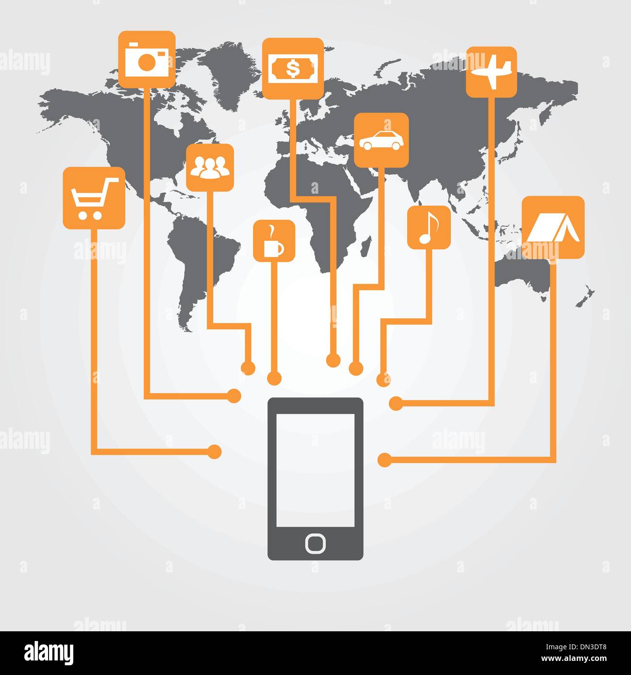 Global button on world Stock Vector Images - Alamy