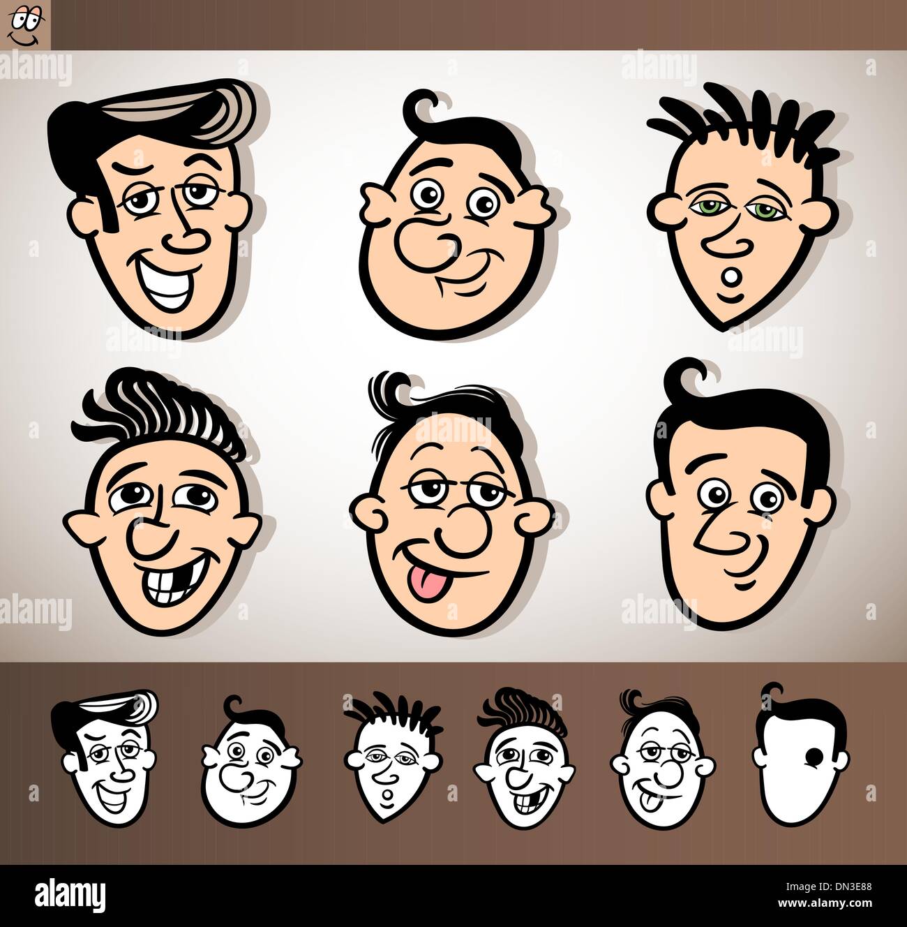 cartoon men heads set illustration Stock Vector Image & Art - Alamy