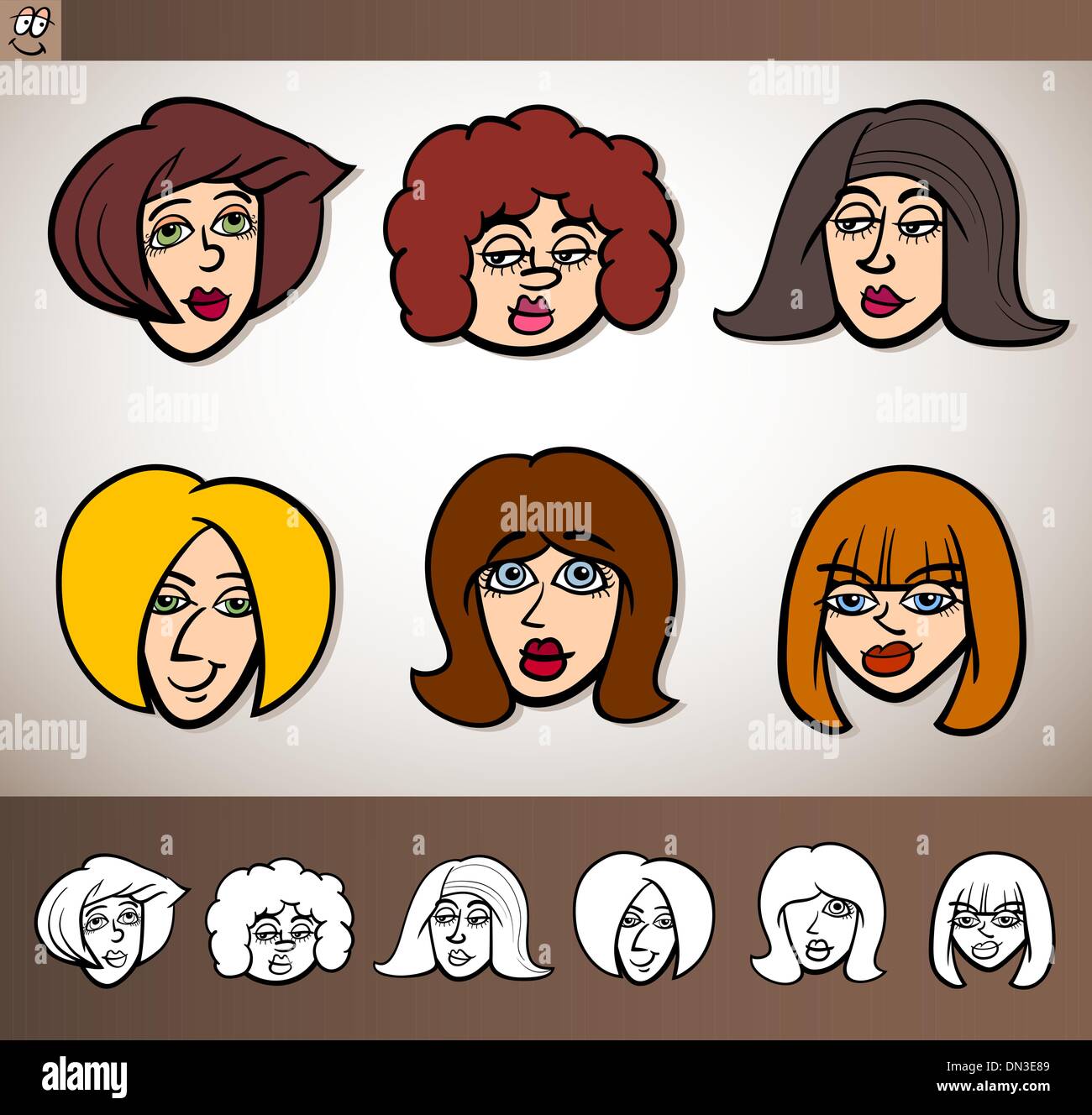 cartoon women heads set illustration Stock Vector Image & Art - Alamy