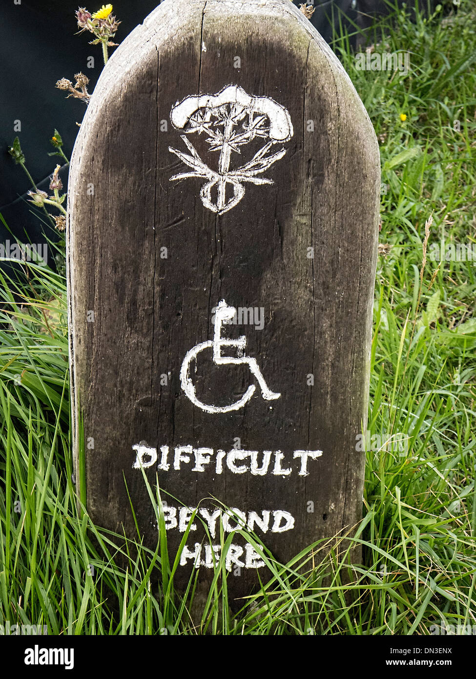 Sign warning of difficult path for disabled personsDover, Kent Stock ...
