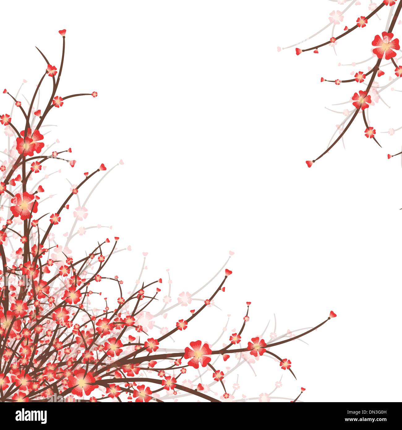 Red white cherry blossoms cherry Stock Vector Images - Alamy