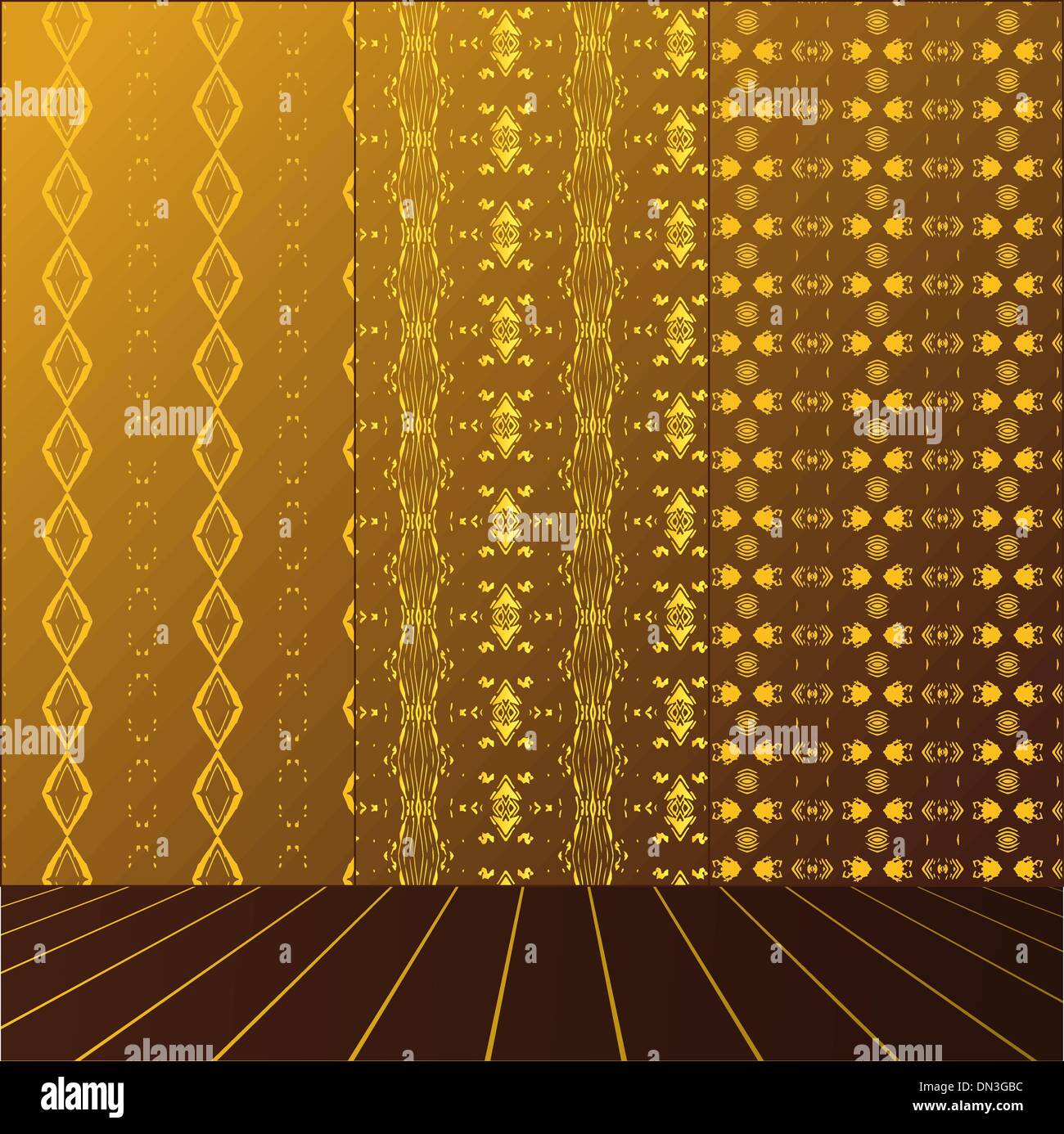 Golden Room with set seamless and wooden floor Stock Vector Image & Art ...