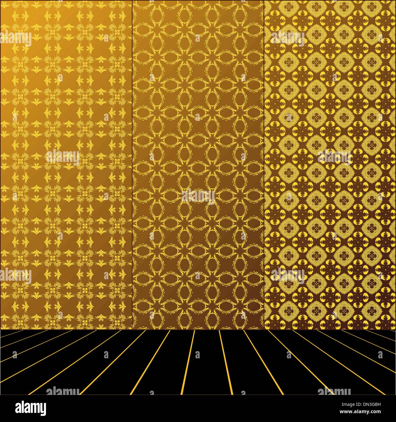 Golden Room with set seamless and wooden floor Stock Vector Image & Art ...