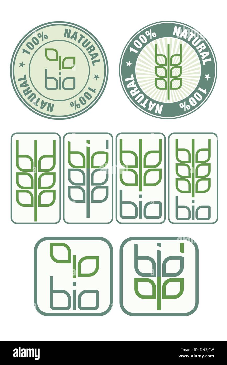 Stamps and icon with bio symbol Stock Vector Image & Art - Alamy