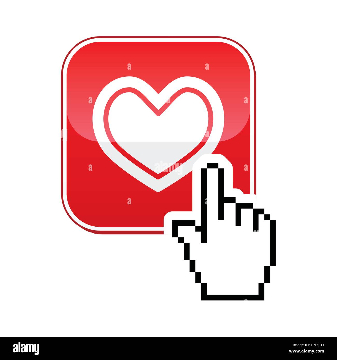 Heart button with cursor hand icon - velntines, love, online dating ...