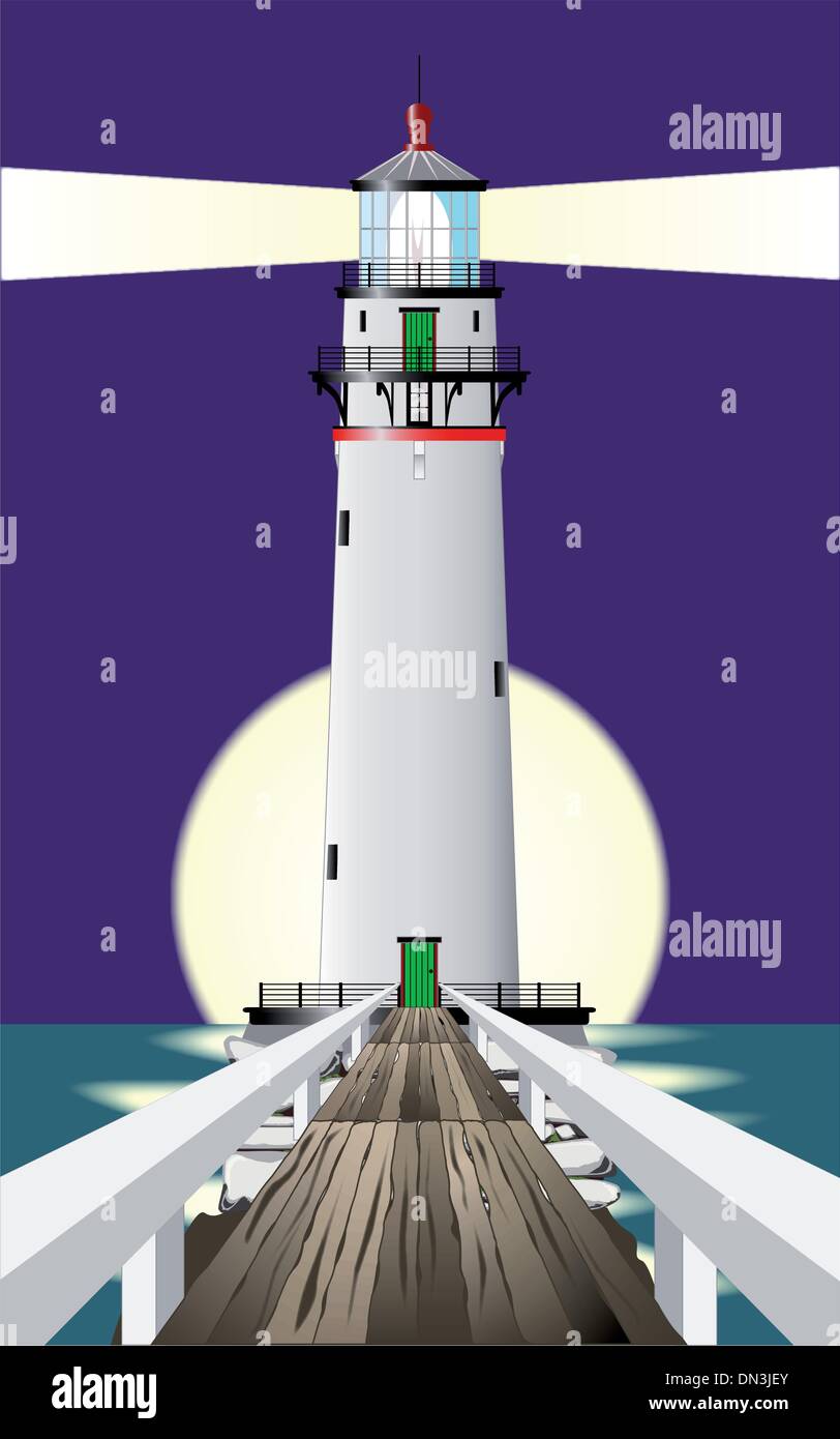 Moon with lighthouse Stock Vector Images - Alamy