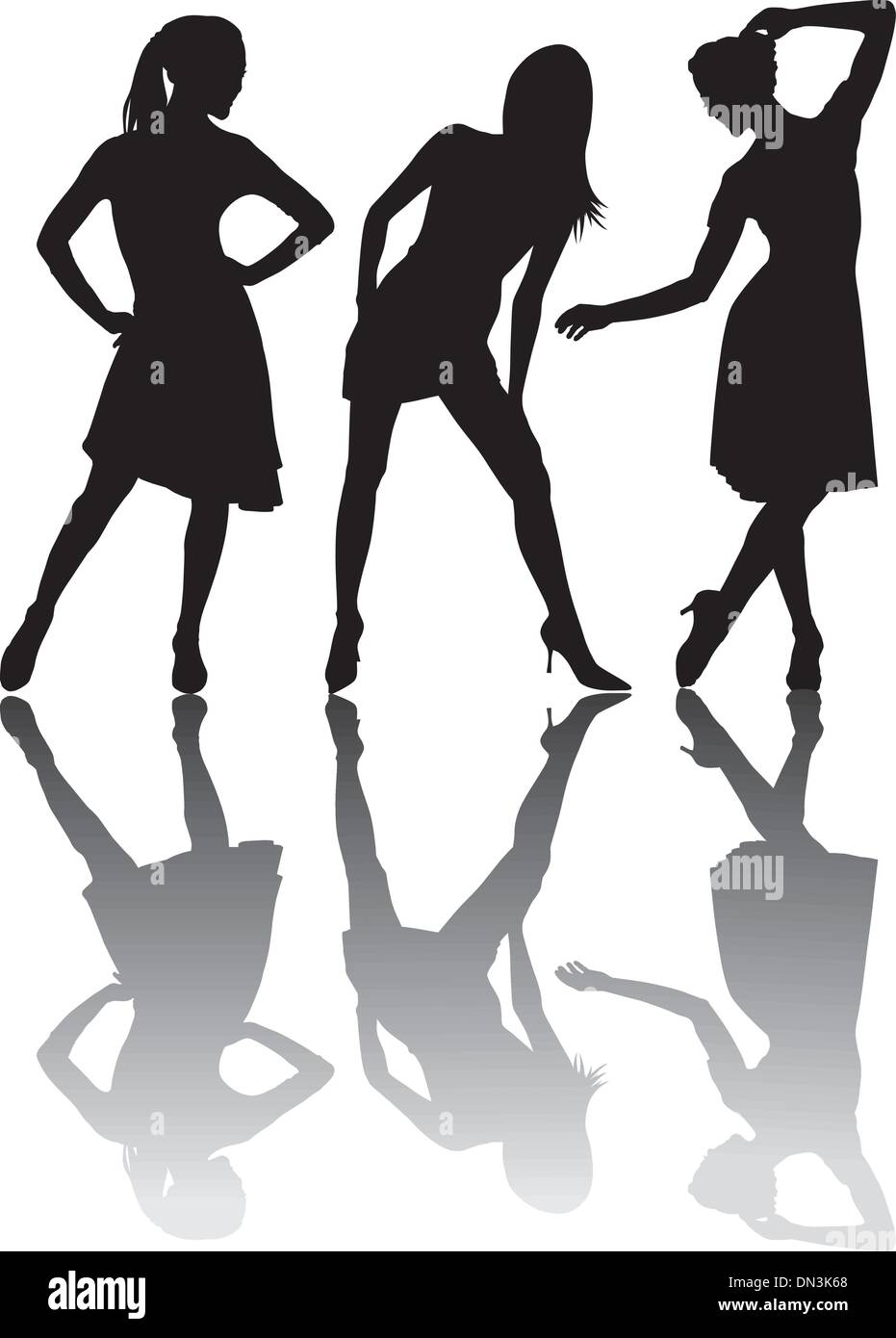 Three girls dancing Stock Vector Image & Art - Alamy