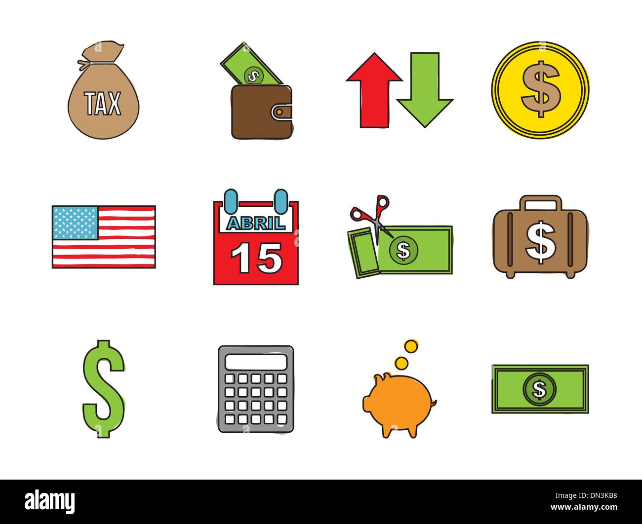 Wallet dollar bill icons Cut Out Stock Images & Pictures - Alamy