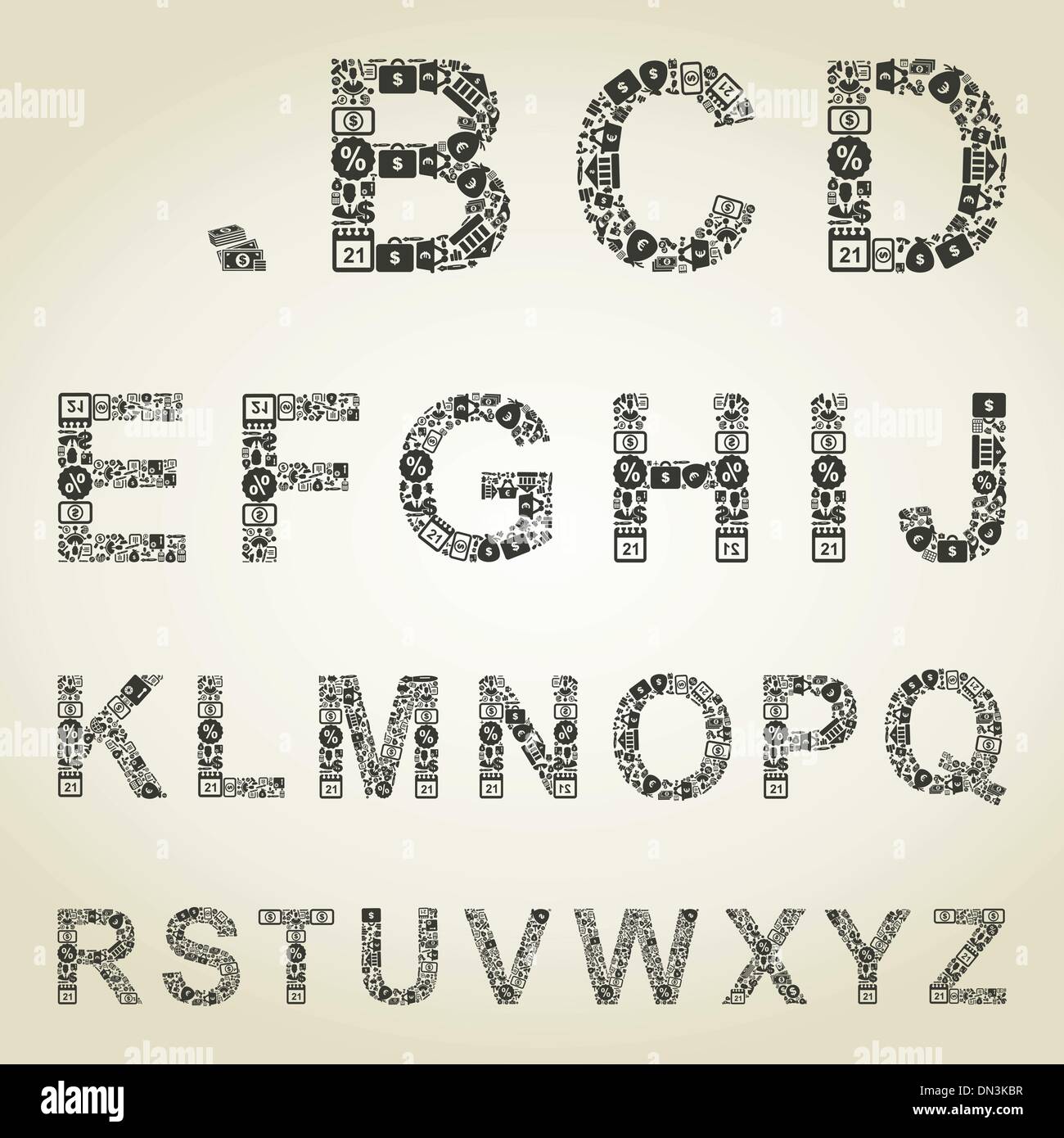 Money alphabet Stock Vector Images - Alamy