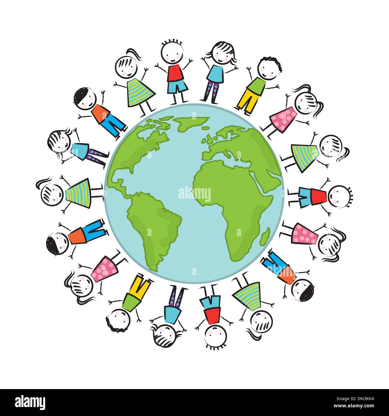 Children drawing the earth together Cut Out Stock Images & Pictures - Alamy