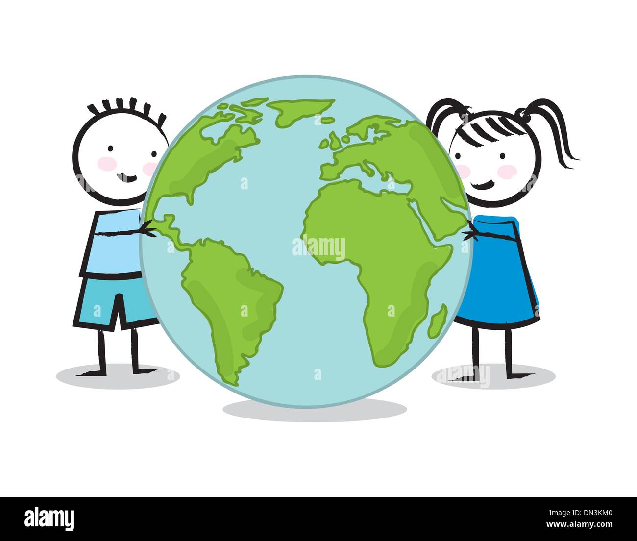 Children drawing the earth together Cut Out Stock Images & Pictures - Alamy