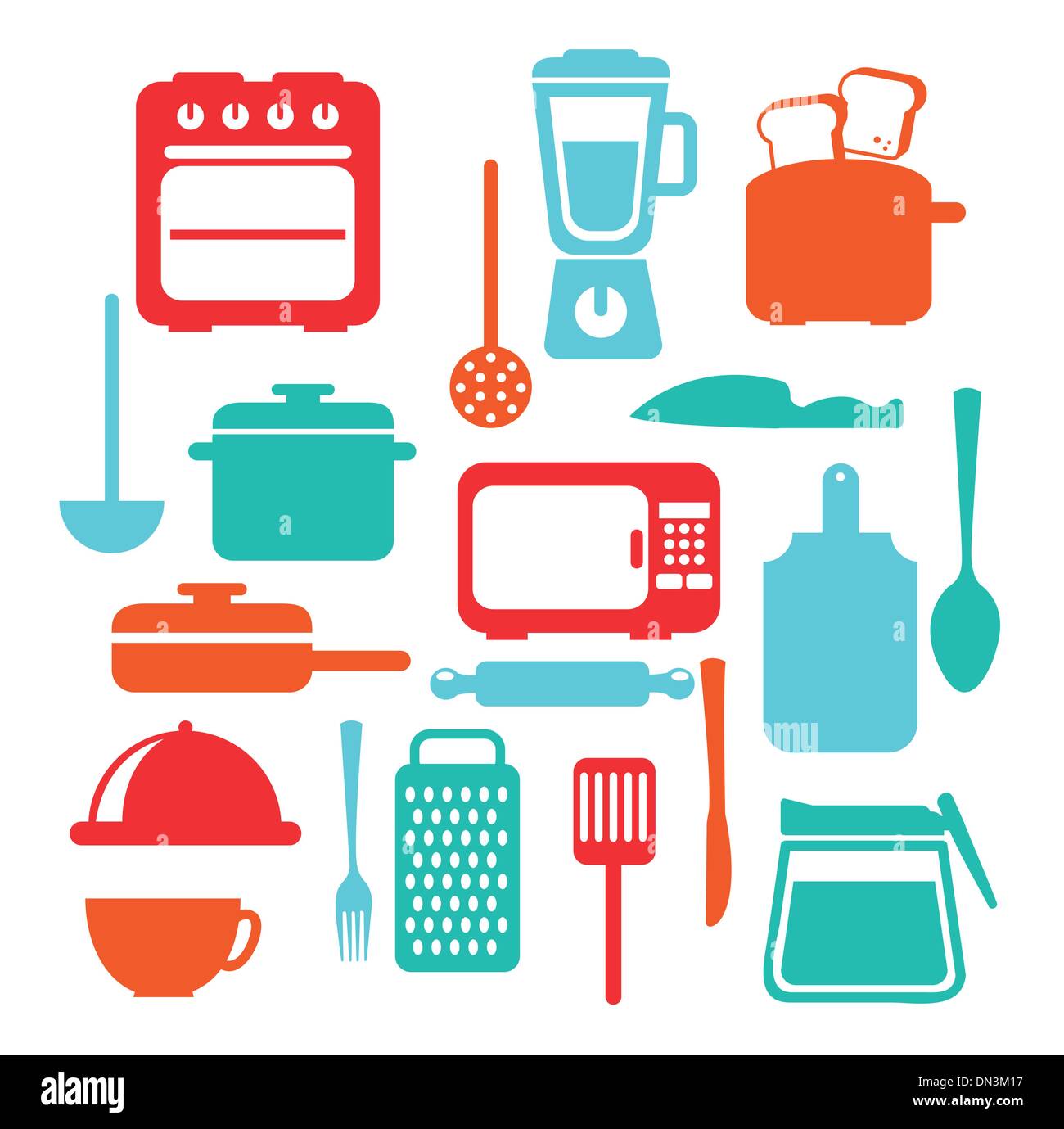 Set blue kitchen tools Stock Vector Images - Alamy