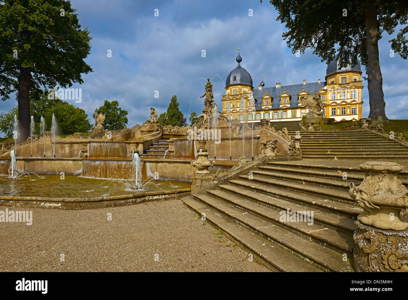 Cascade in the park of Seehof Castle, Memmelsdorf, Upper Franconia ...