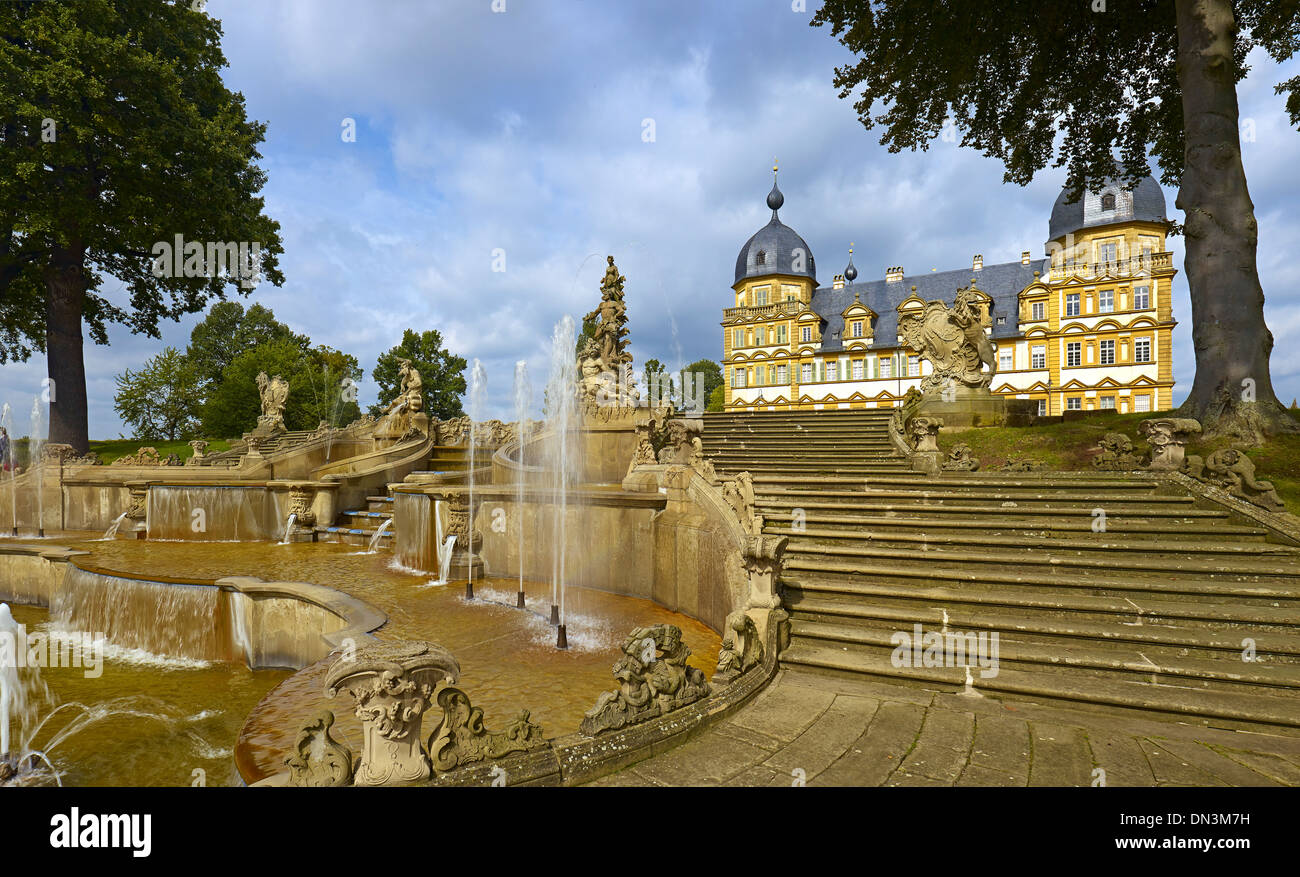 Cascade in the park of Seehof Castle, Memmelsdorf, Upper Franconia ...