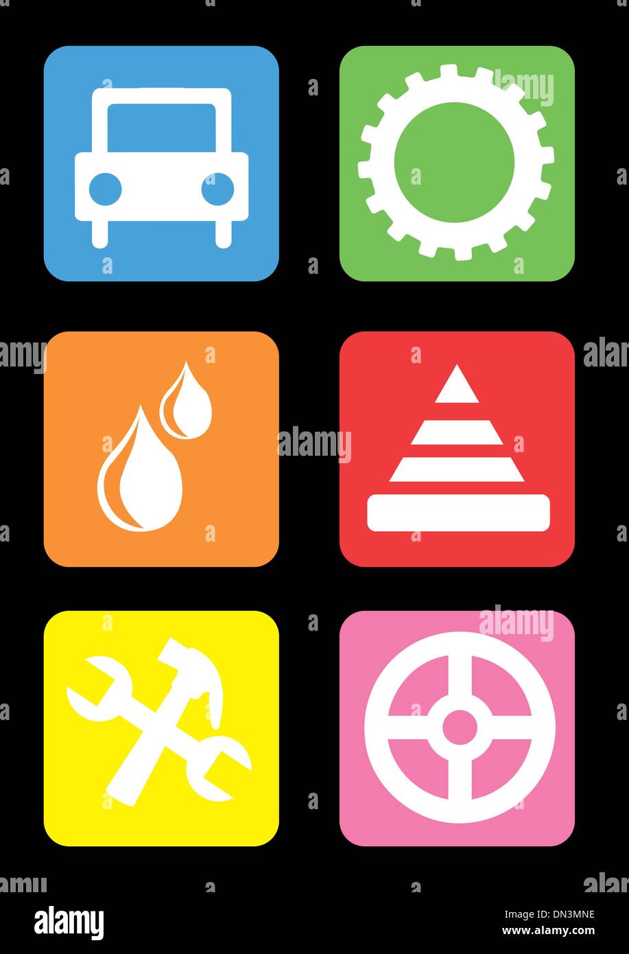 Car maintenance repair icons set hi-res stock photography and images ...