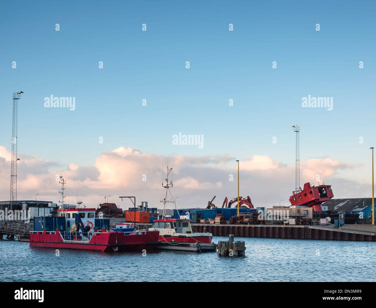 Panorama of Esbjerg oil harbor, Denmark Stock Photo - Alamy