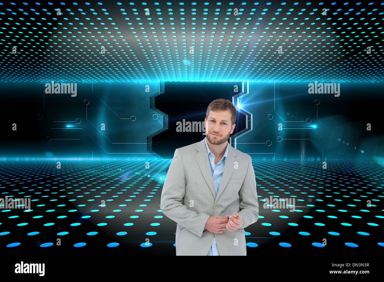 Composite image of suave man in a blazer Stock Photo - Alamy