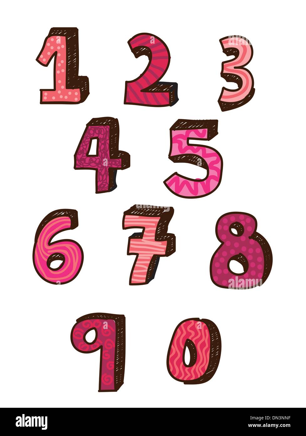 Cursive numbers Stock Vector Images - Alamy