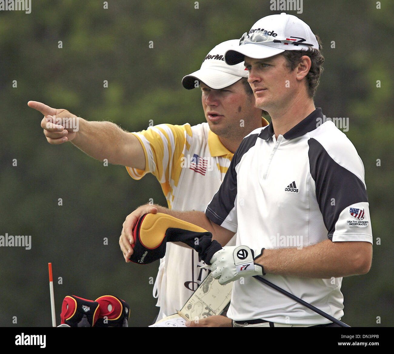 Sep 21, 2006; San Antonio, TX, USA; JUSTIN ROSE gets advice from his ...