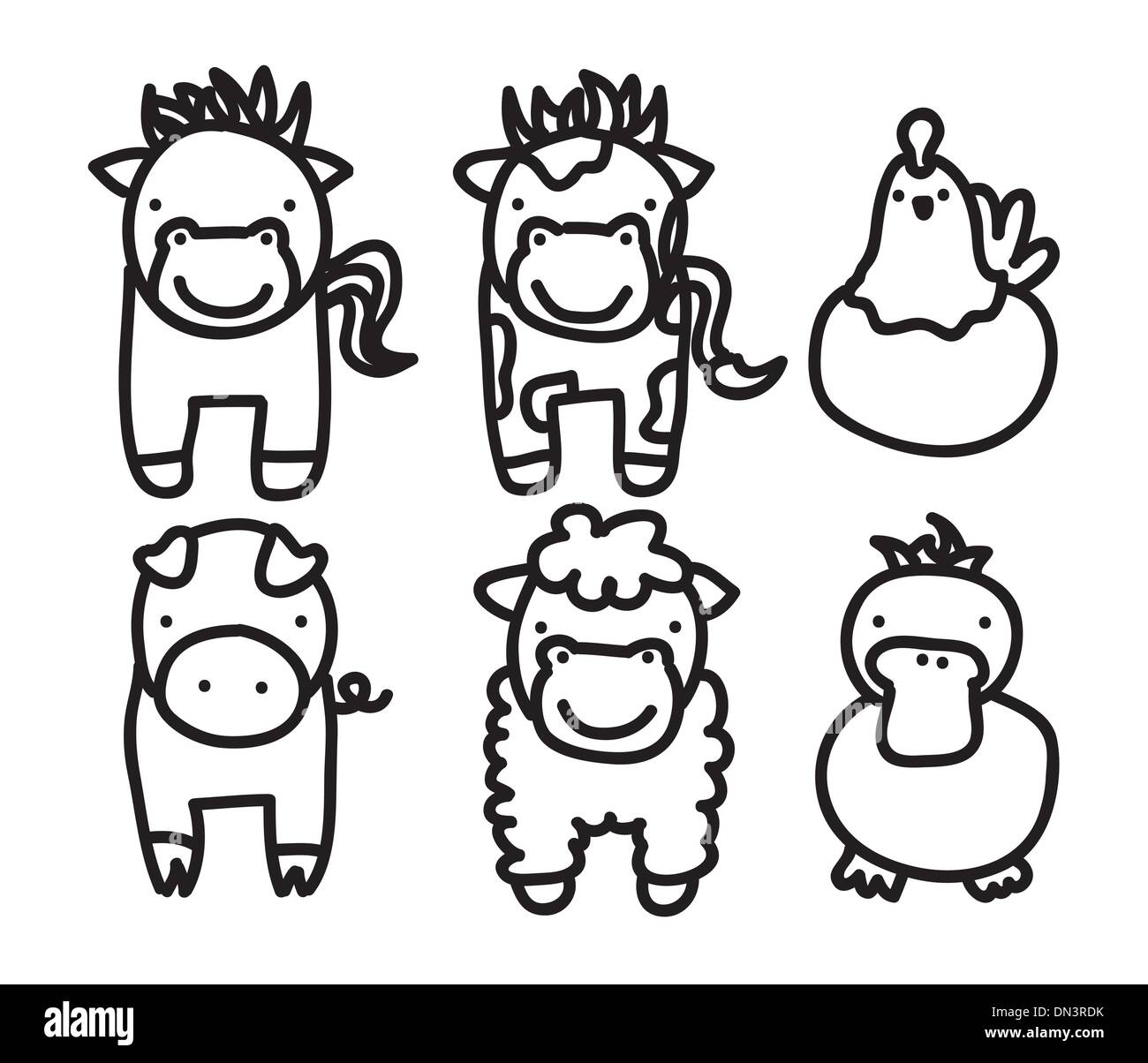 Illustrated animals Black and White Stock Photos & Images - Alamy