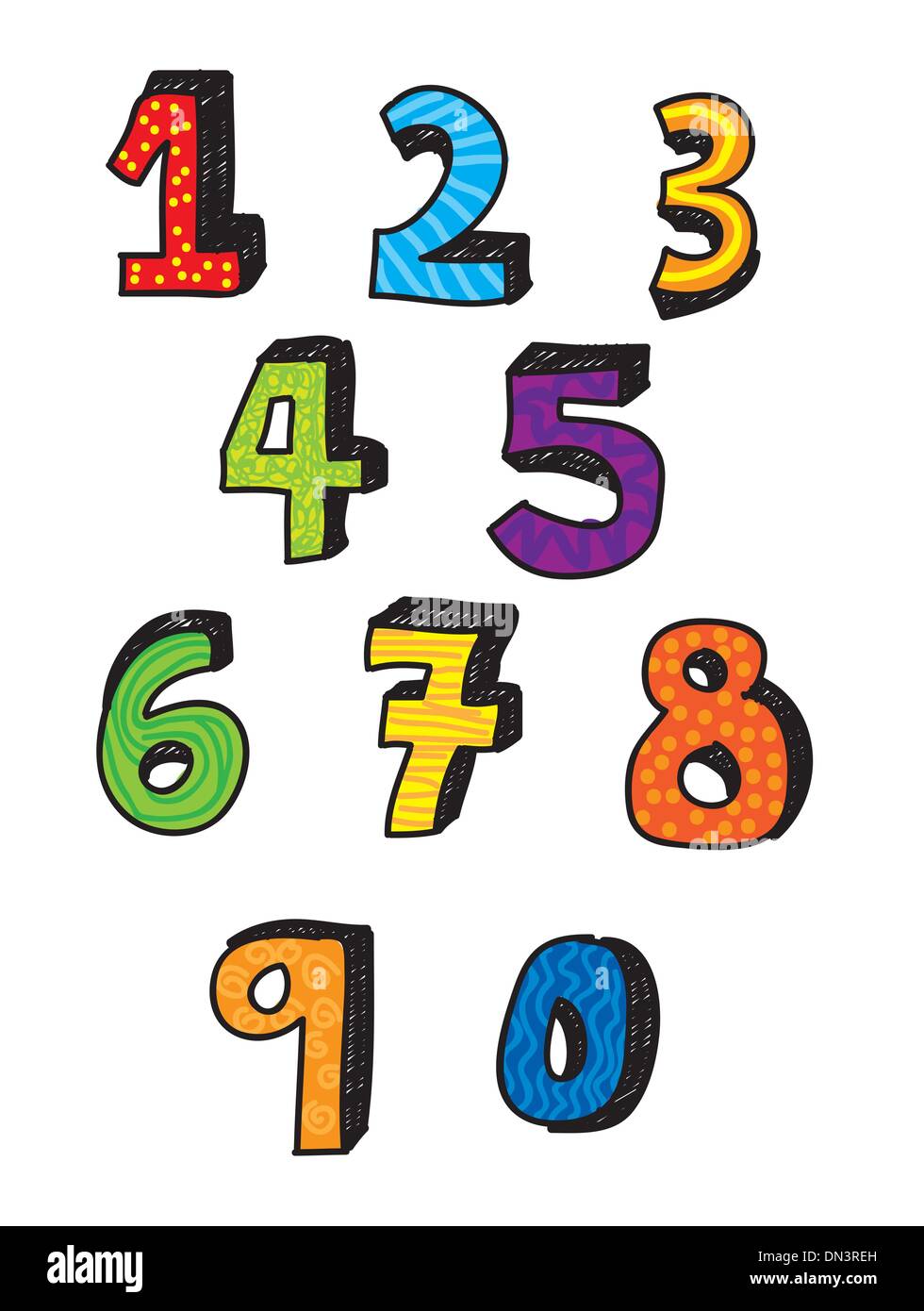 Cursive numbers Stock Vector Images - Alamy