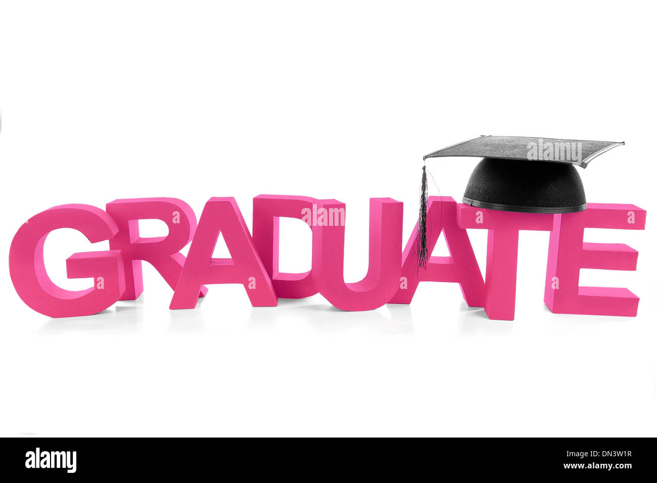 The word " graduate " with the hat on a white background Stock Photo ...