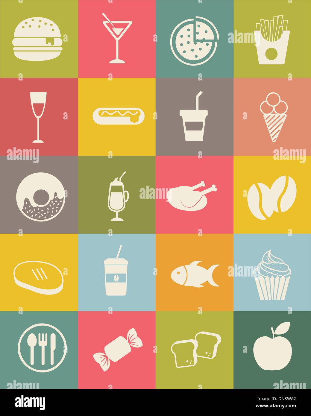 Vintage food icons hi-res stock photography and images - Alamy