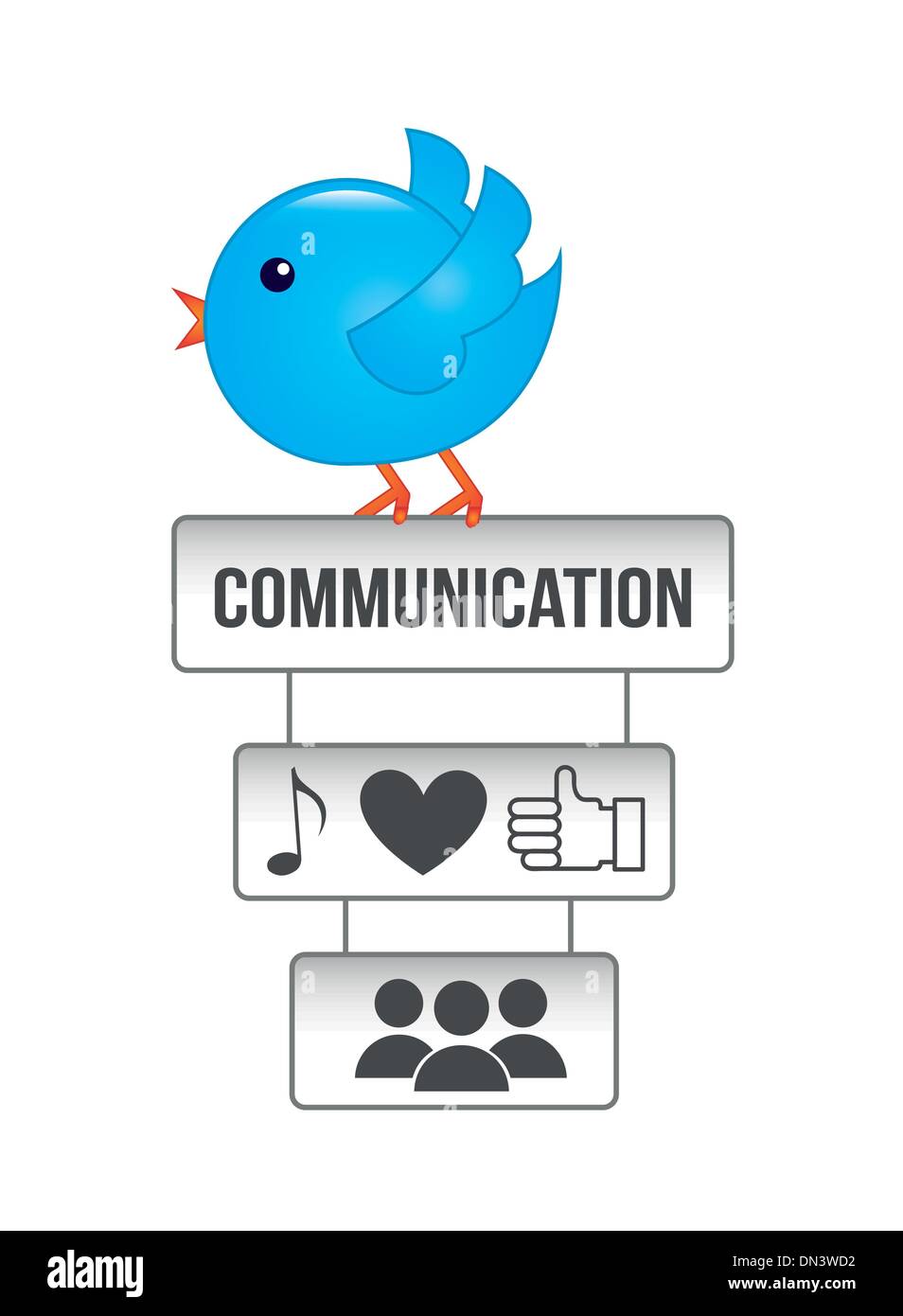 Cartoon tweeting bird bubble hi-res stock photography and images - Alamy