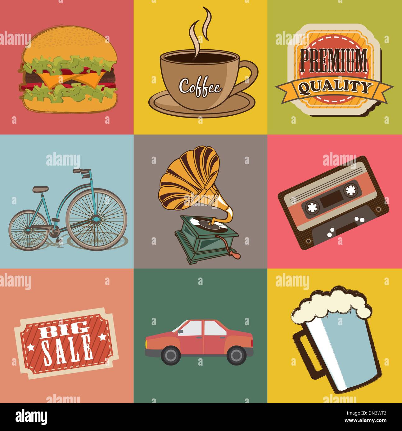 Vintage icons Stock Vector Images - Alamy
