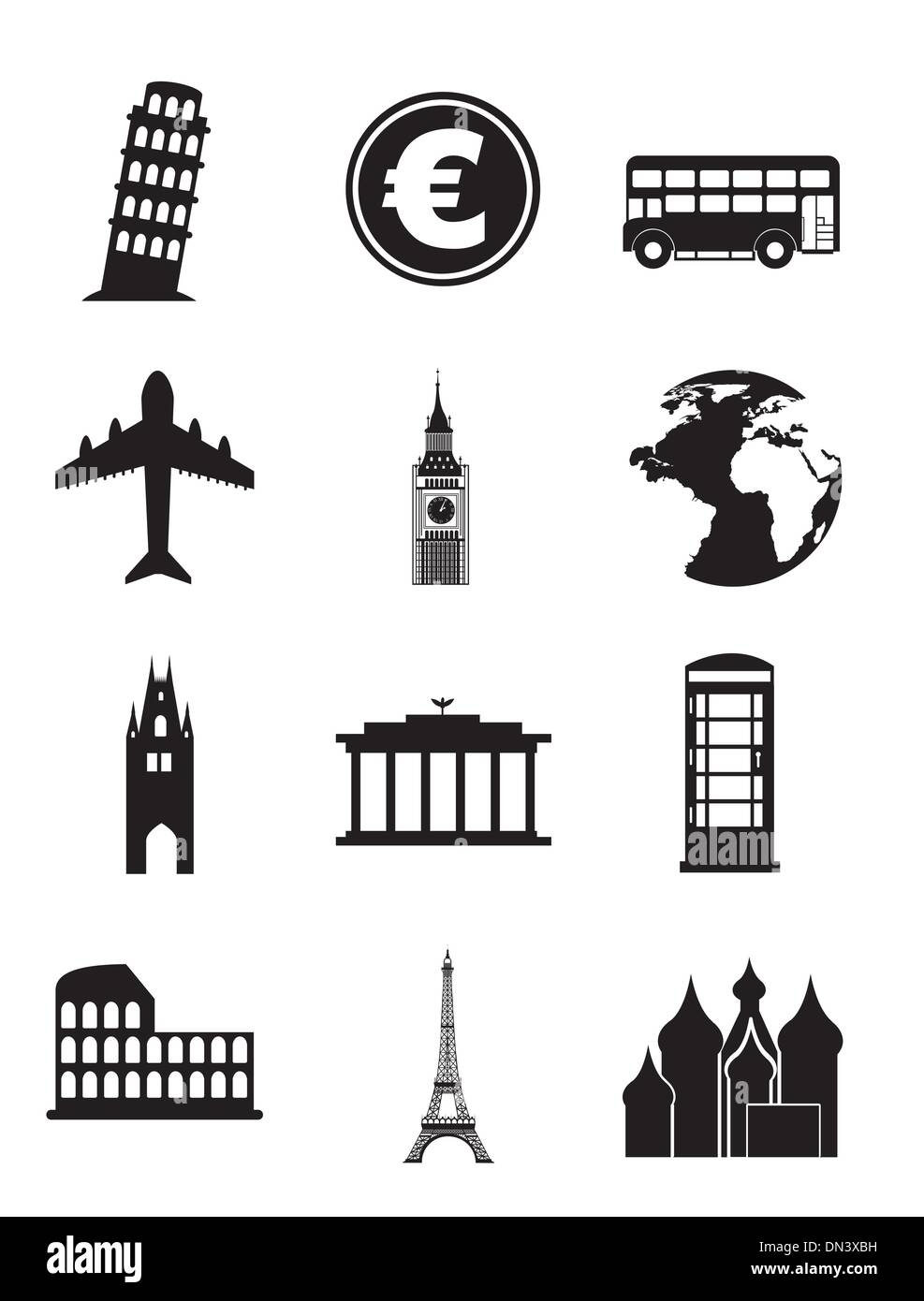 Europe icons collection vector Cut Out Stock Images & Pictures - Alamy