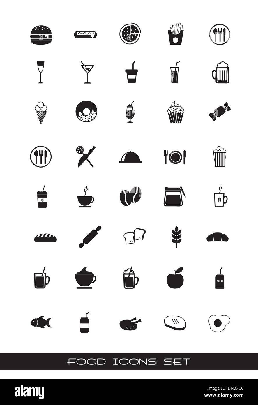 Fast food vector icons Cut Out Stock Images & Pictures - Alamy
