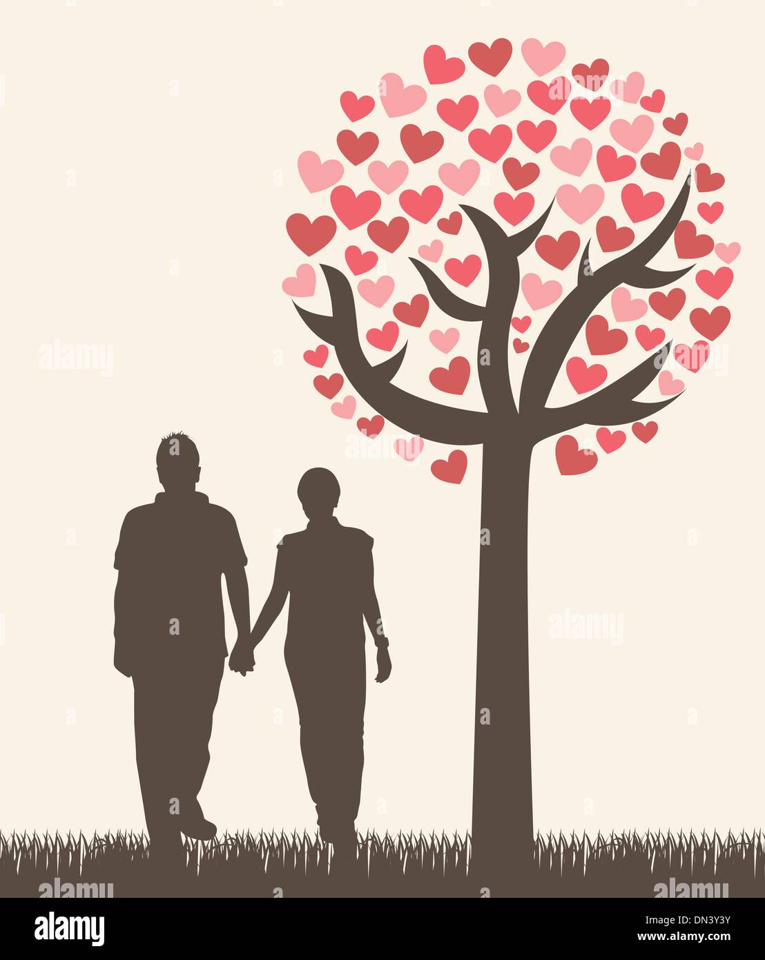 Illustration Couple Under Tree High Resolution Stock Photography and Images - Alamy
