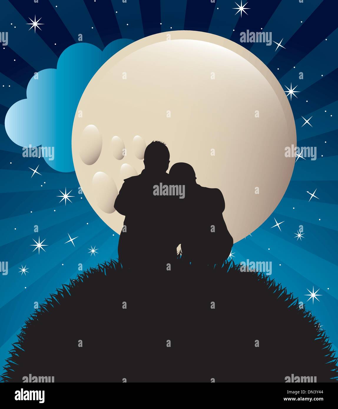 Couple embrace night Stock Vector Images - Alamy