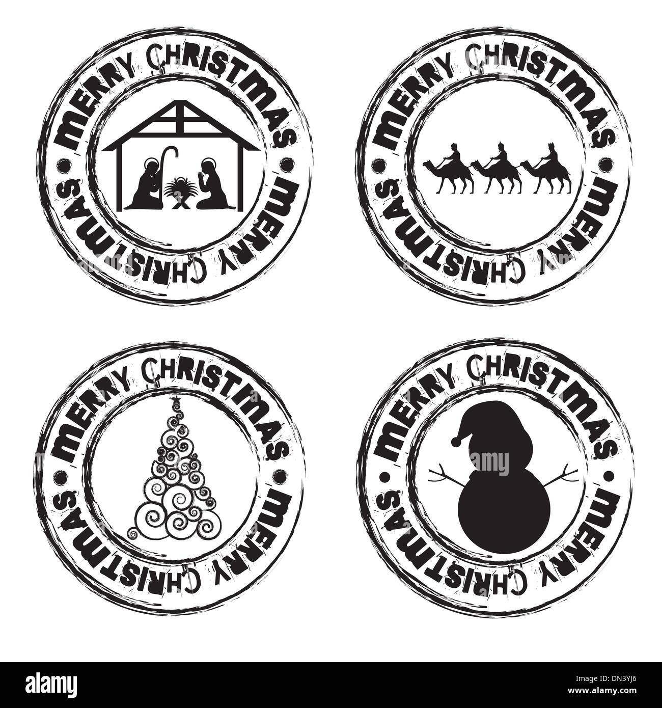 Christmas stamp with nativity scene Stock Vector Images - Alamy