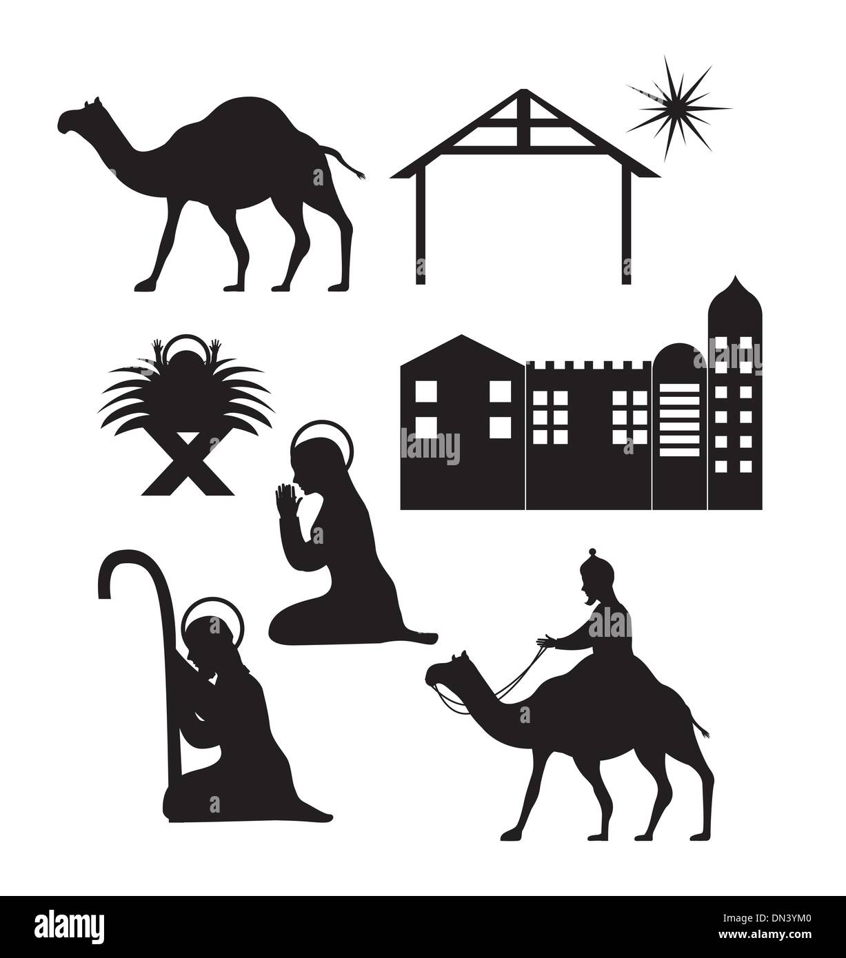 Christmas jesus manger vector Cut Out Stock Images & Pictures - Alamy
