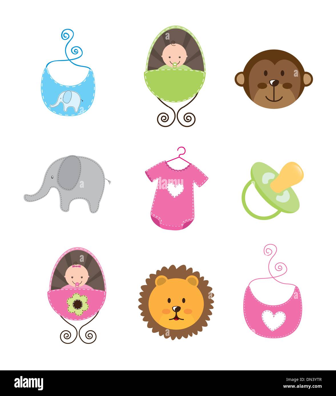 Cute doodle icons baby Cut Out Stock Images & Pictures - Alamy