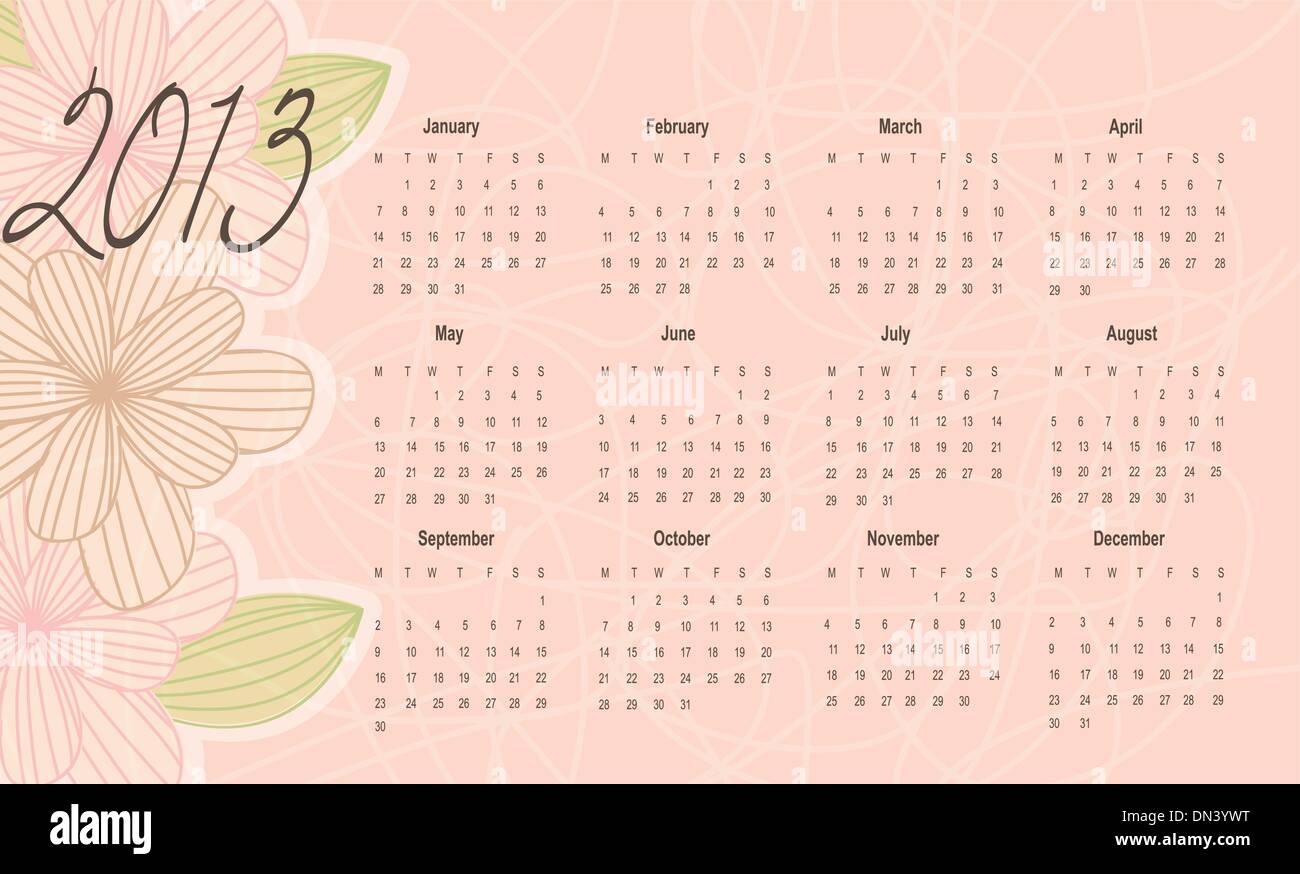2013 calendar Stock Vector Images - Alamy