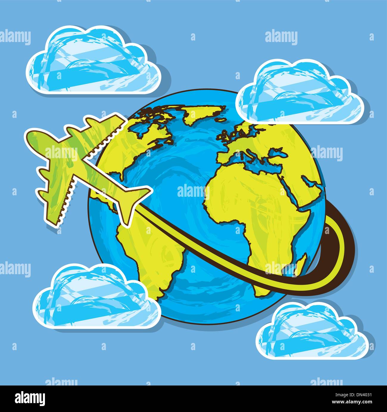 planet with airplane Stock Vector Image & Art - Alamy