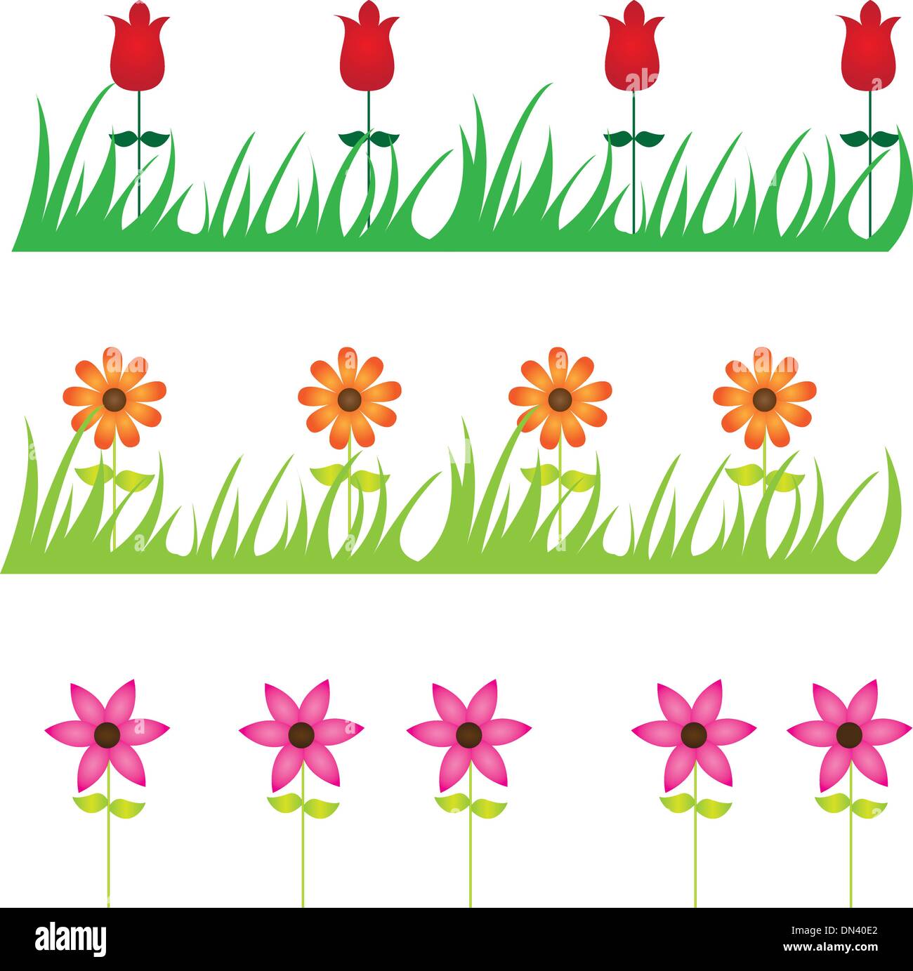 flowers and grass Stock Vector Image & Art - Alamy