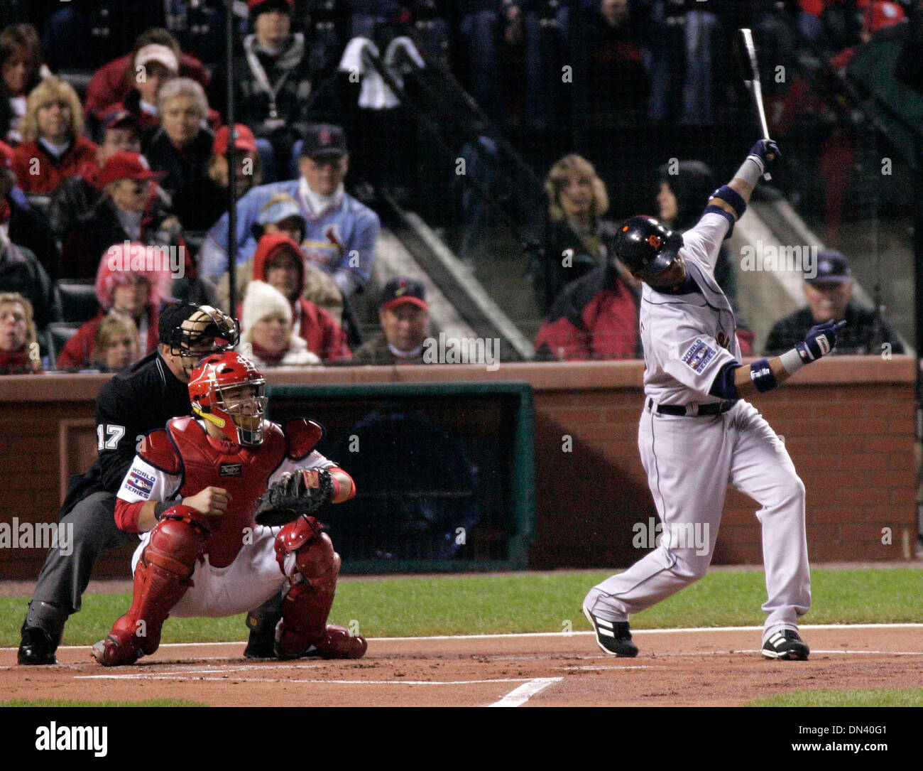Oct 27, 2006; St. Louis, MO, USA; CRAIG MONROE strikes out in the first ...