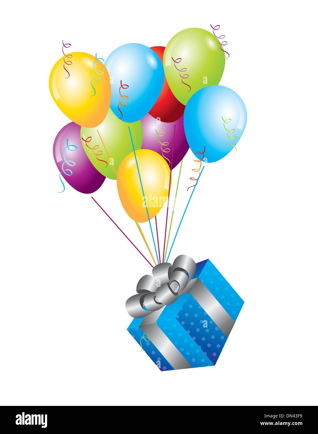Gift box balloons confetti Stock Vector Images - Alamy