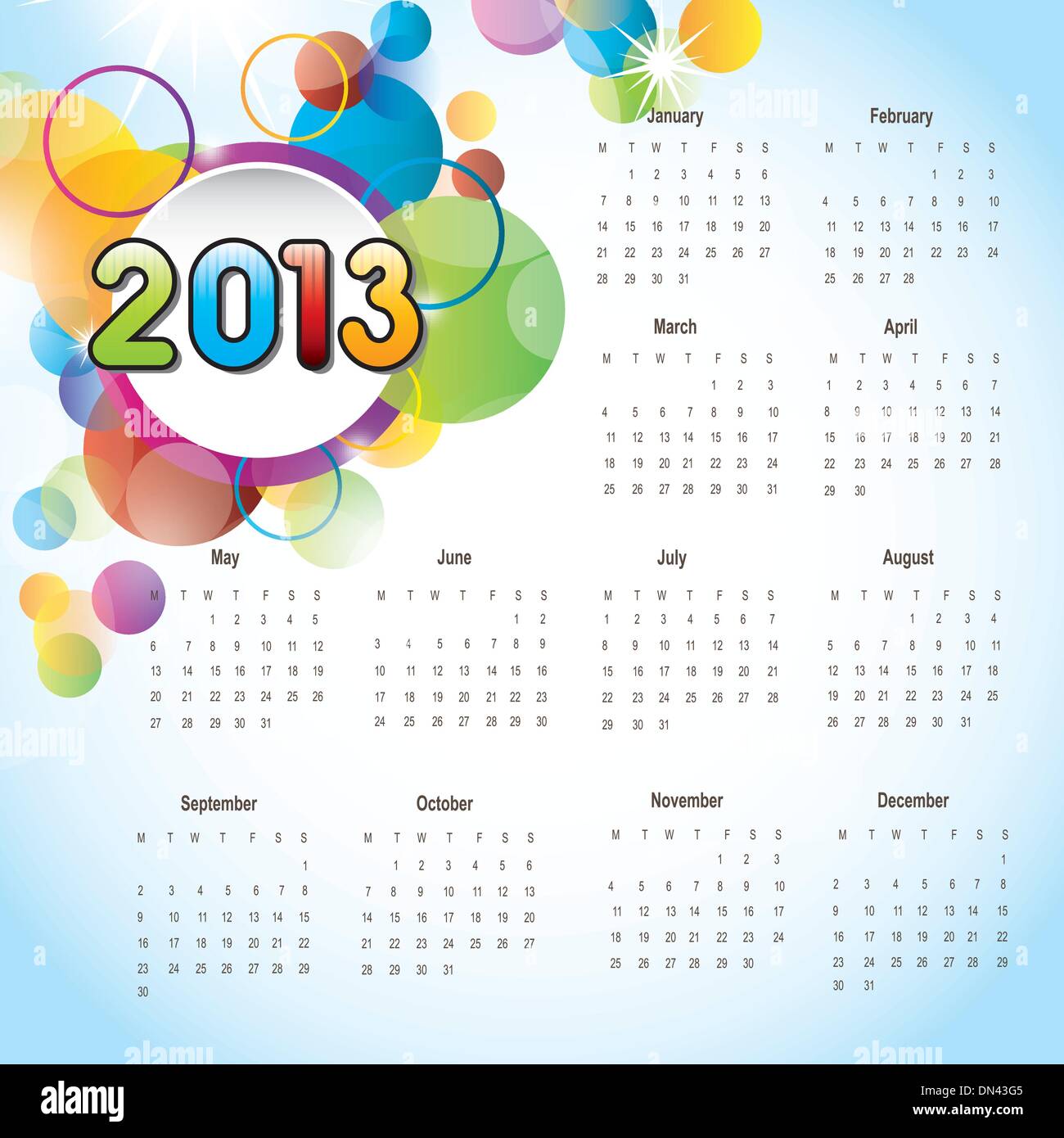2013 Calendar Stock Vector Images - Alamy