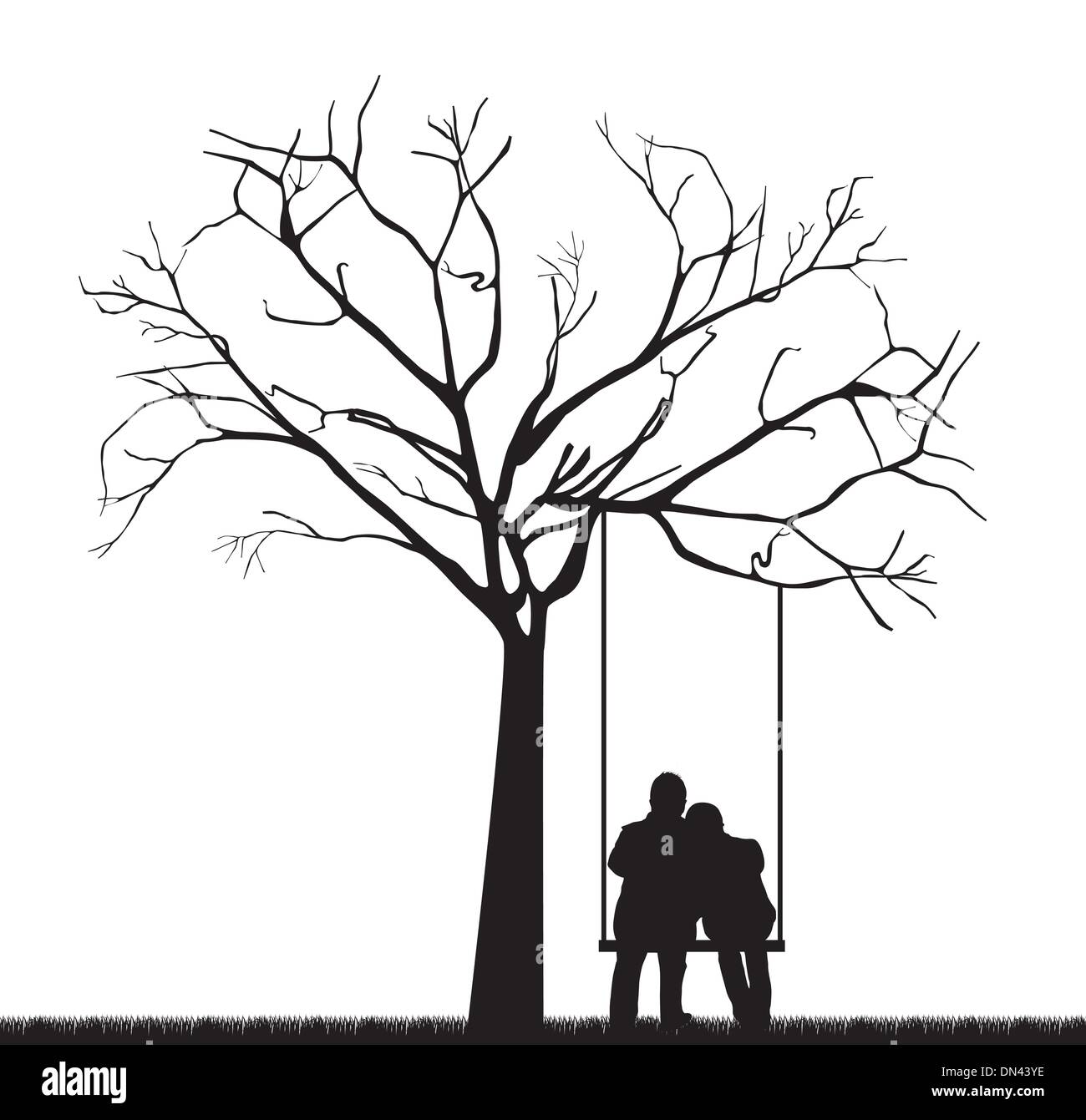 Man sitting under tree illustration hi-res stock photography and images ...