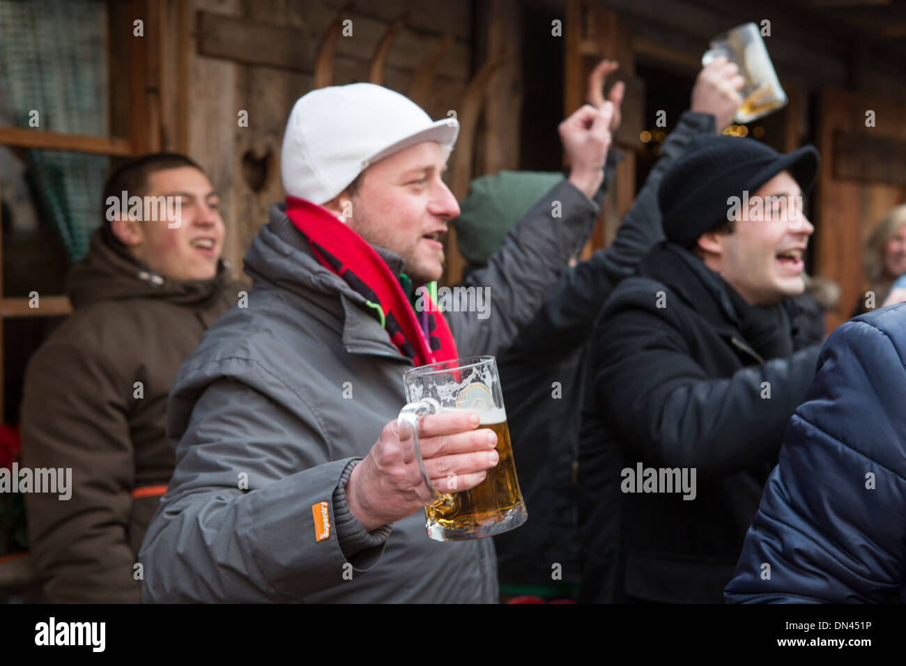 Young beer drinking people Christmas Market Cologne Germany Stock Photo ...